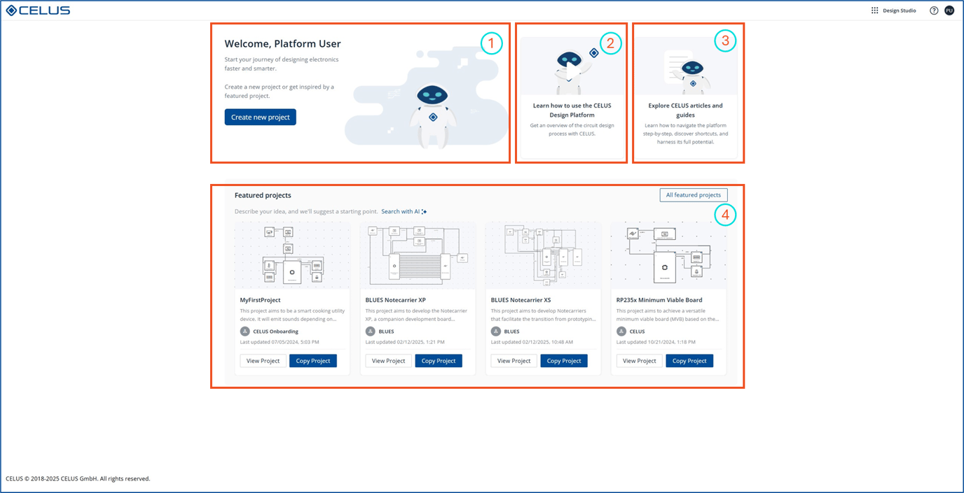 Design Studio Welcome Screen